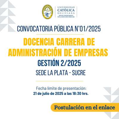 Universidad Católica Boliviana Sede Sucre – Carreras Profesionales